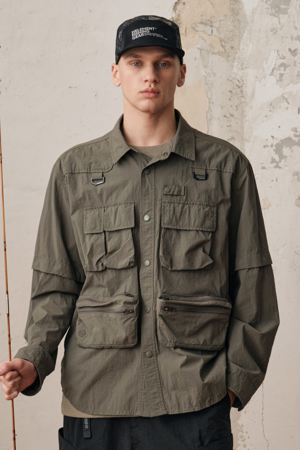 플라이 소매 탈부착 셔츠 (K GREY)