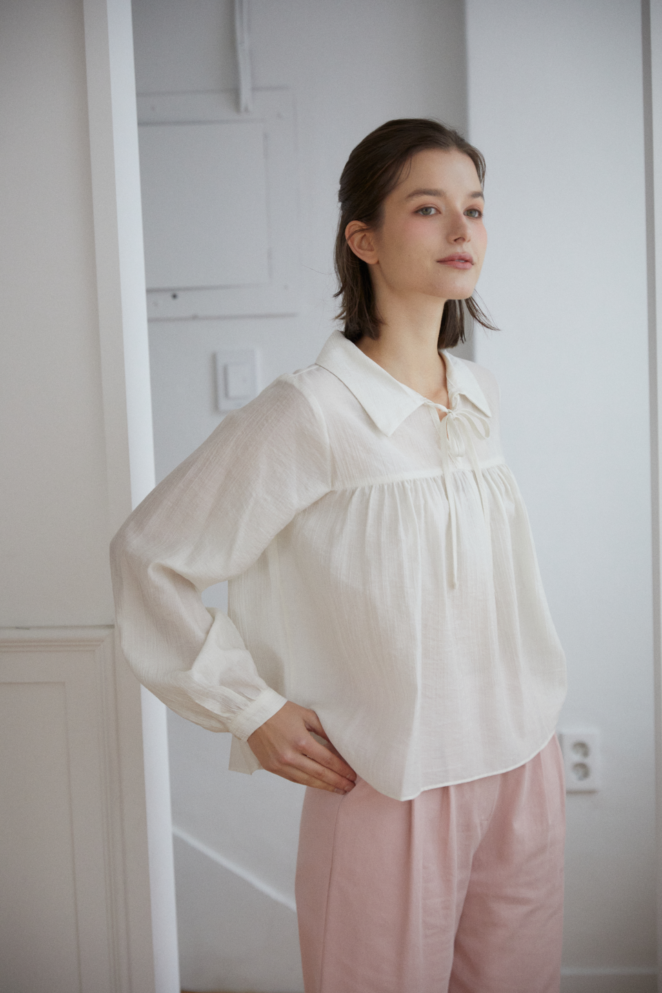 Sally Ribbon Blouse_Ivory - WIOE