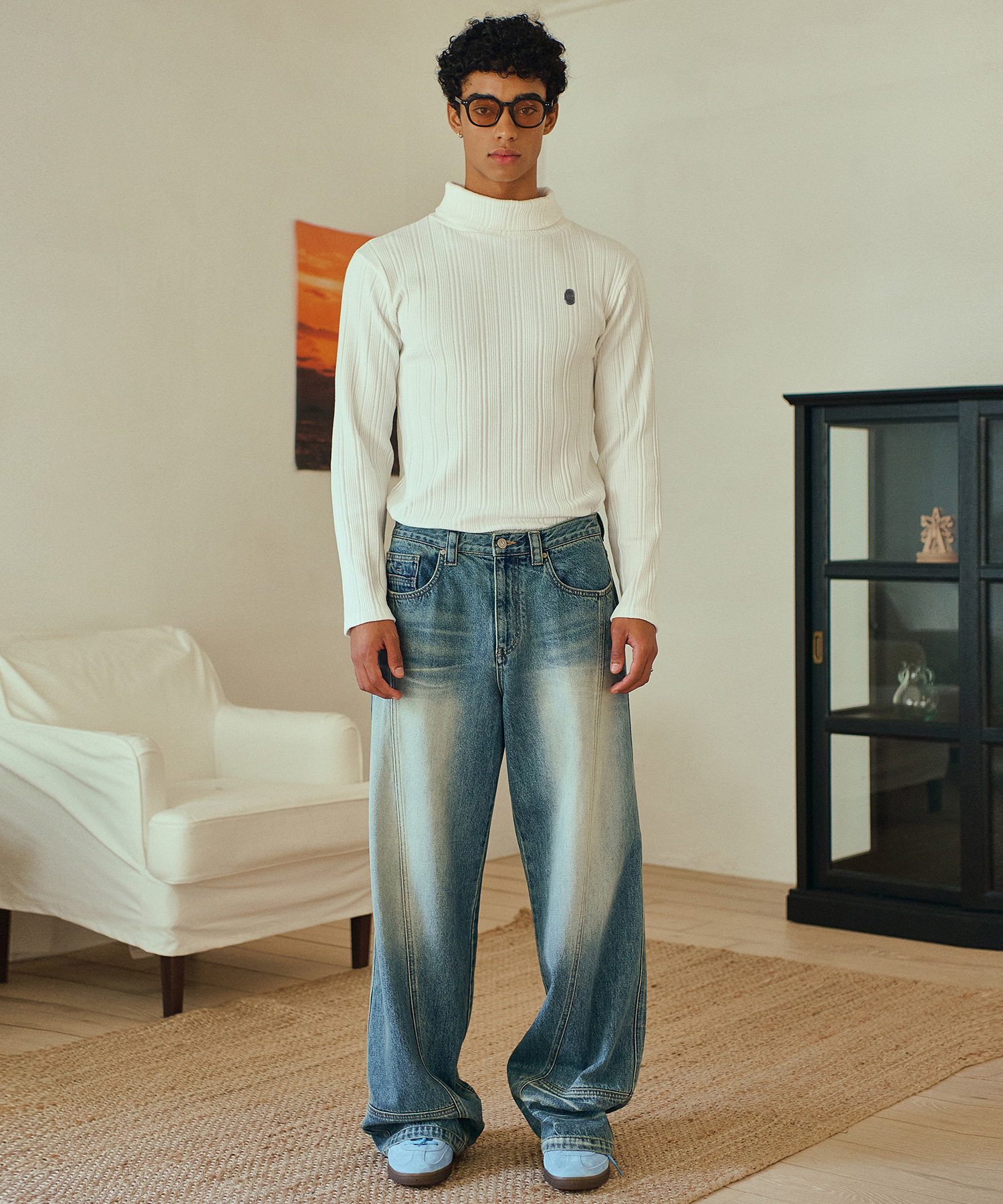 Ribbed Slim Turtle Neck-Ivory | midsun