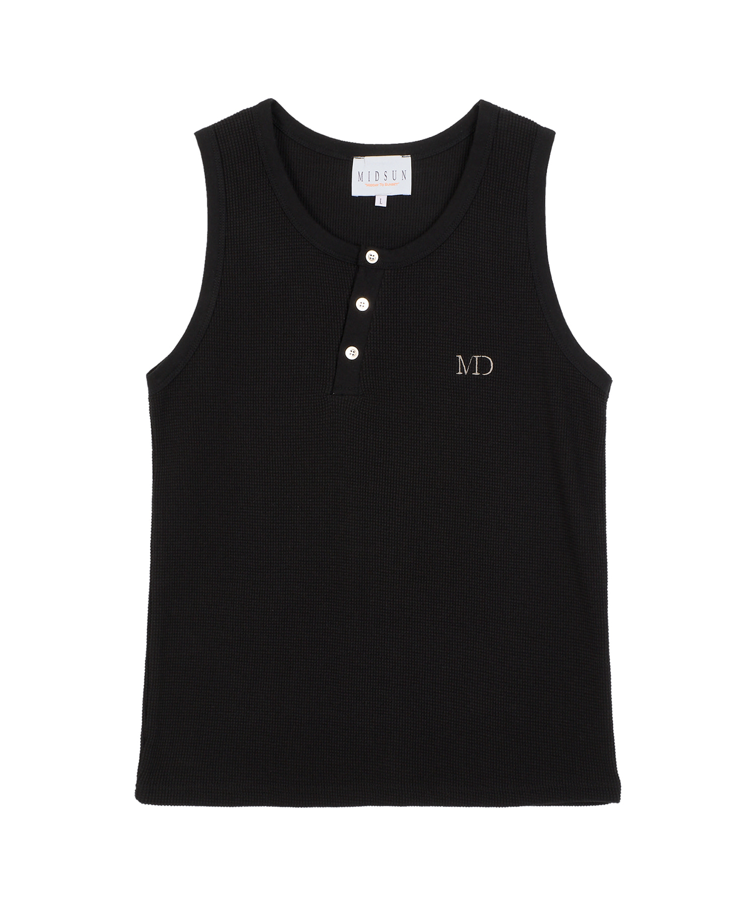 Slant Waffle Sleeveless-Black | midsun