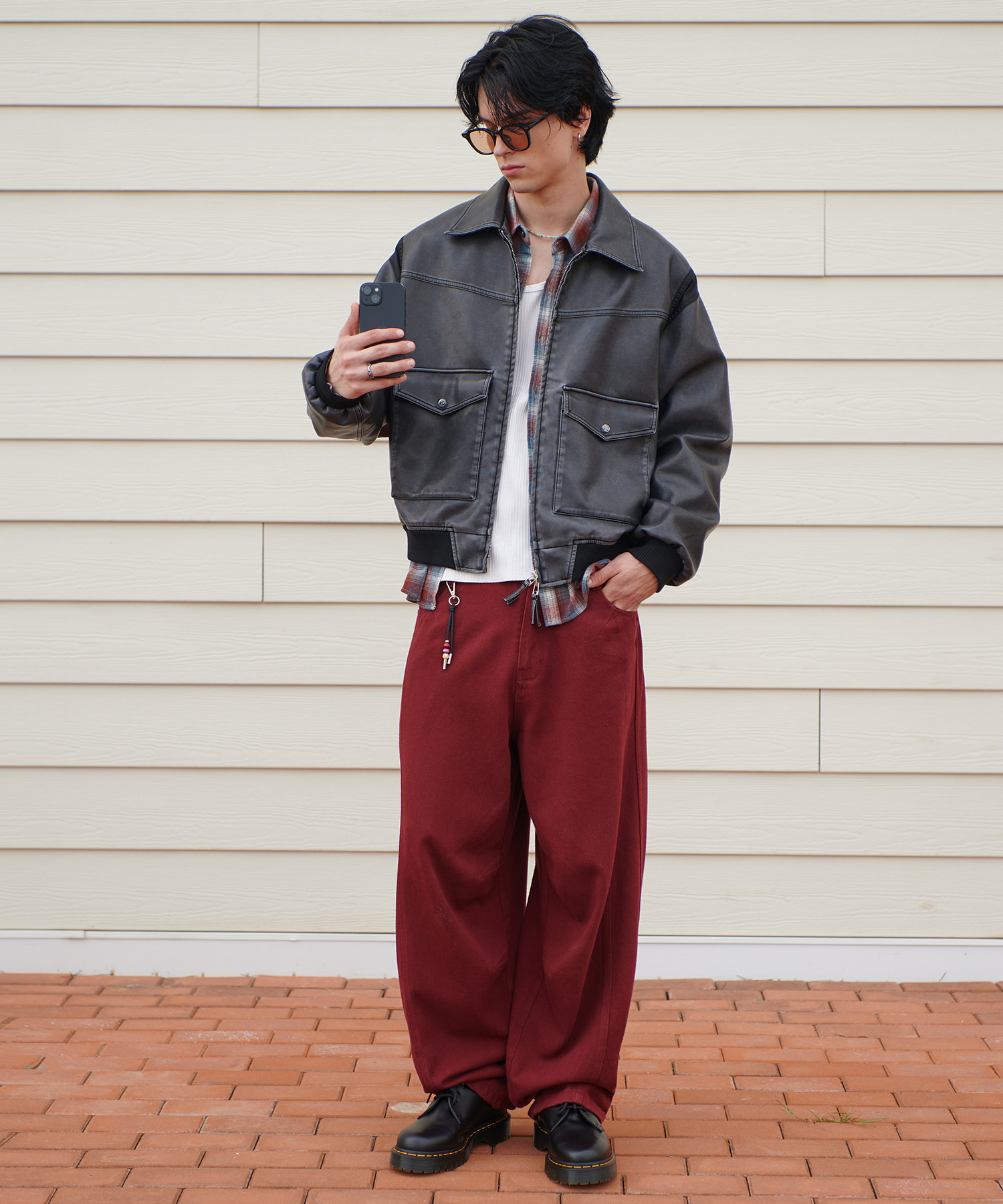 Fly Leather Jacket(Garment Washed)-Black - midsun