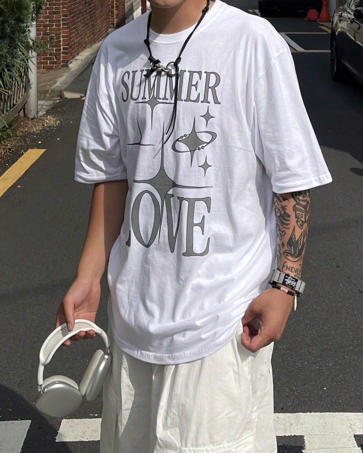 스타 레트로 무채색 반팔티 (2C) - 투븐