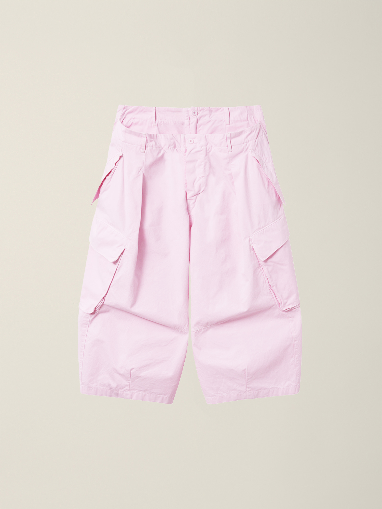 CROPPED DOUBLE WAIST CARGO PANTS SHELL PINK - NOUVMARÉE ÉÉ