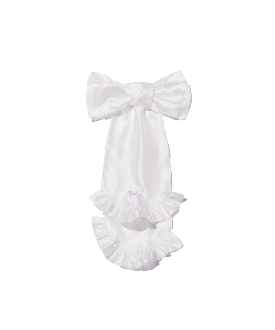 Ribbon Ruffle Hair Pin (white) - fogdawn