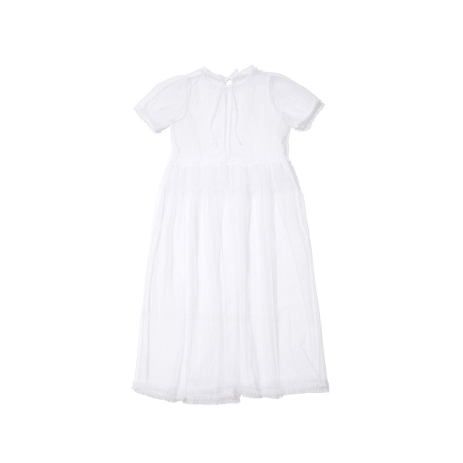Mesh Layered Puff Dress (white) | fogdawn