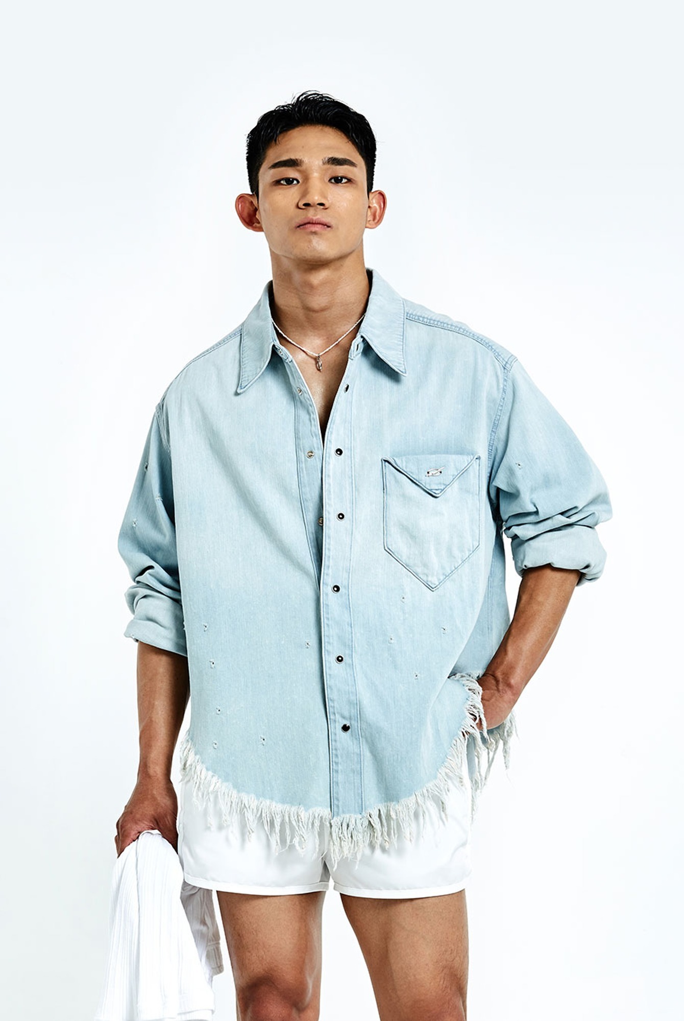 Raw cut denim shirt - Light blue - 51percent