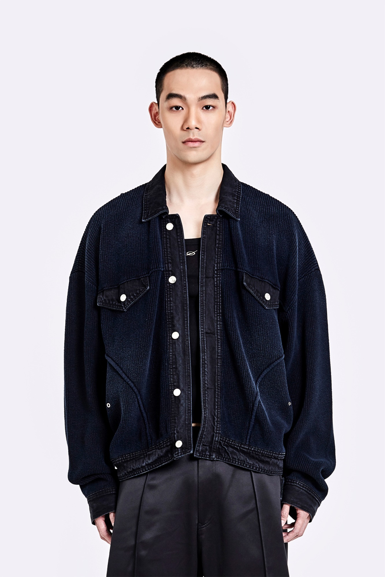 Denim knit Jacket - Black | 51percent