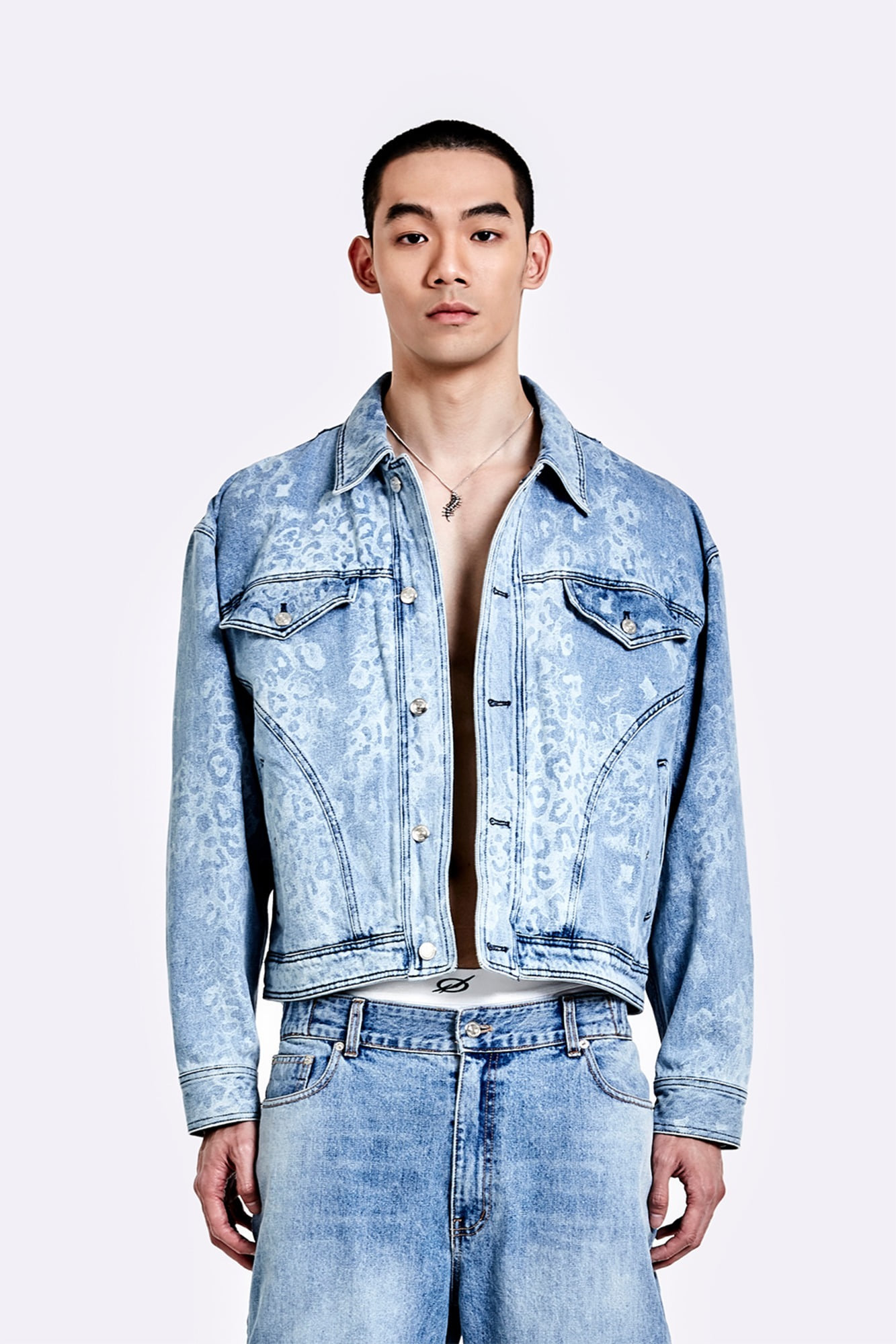 51percent Leopard Denim Jacket - Blue