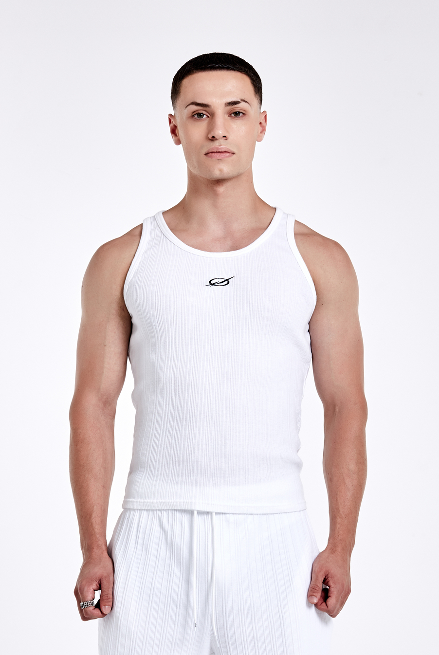 Irregular Logo embroidery Logo Sleeveless - White - 51percent