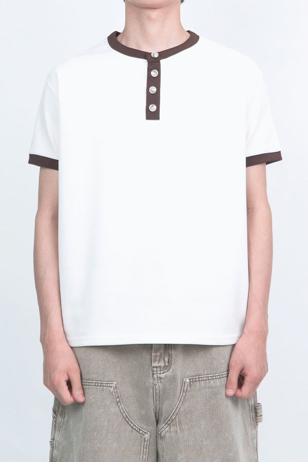 Ringer Henley Neck Tee | helm 헬름