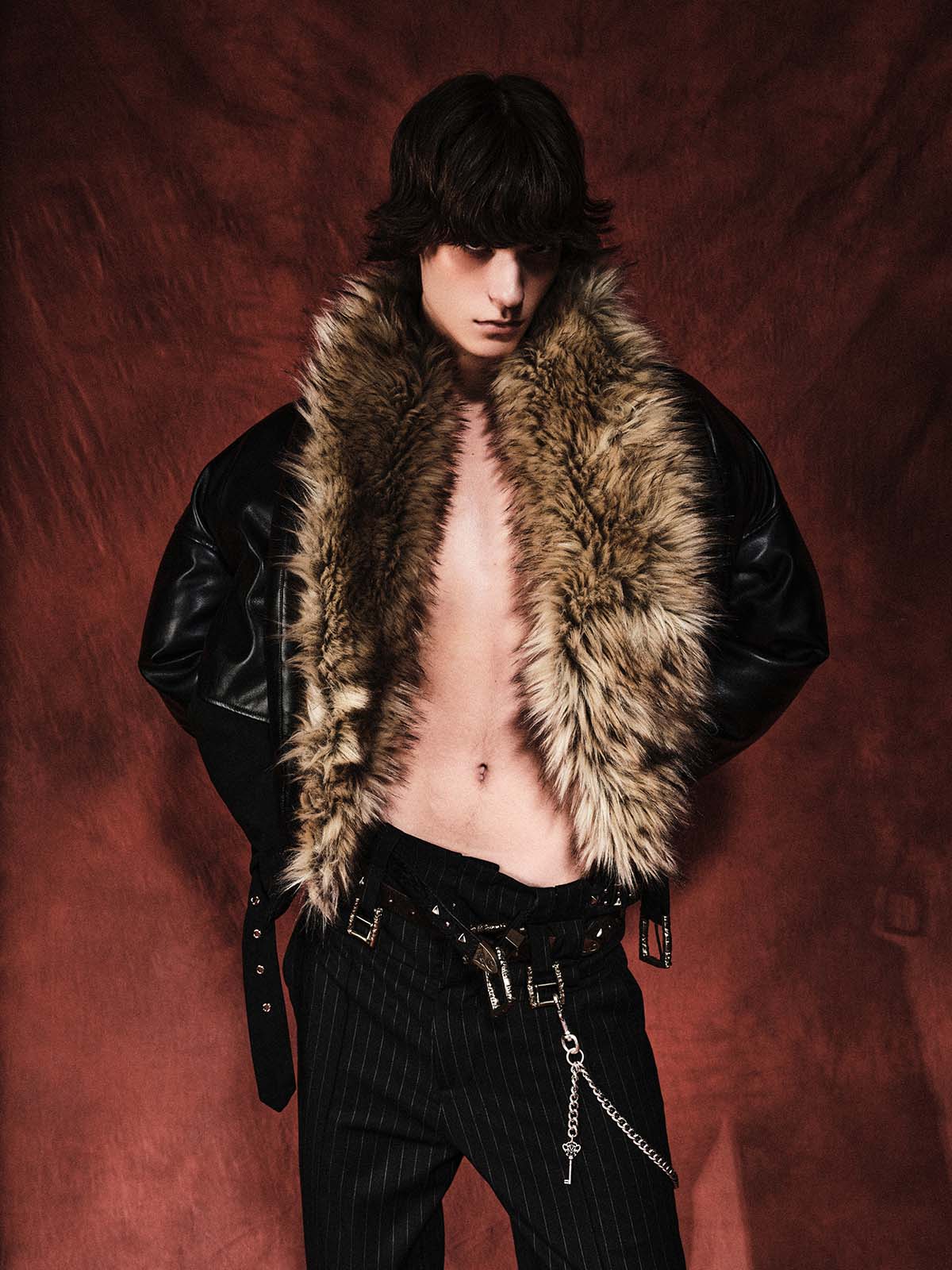 RICHILL MELANCHOLY fur collar splice leather jacket - Kirr