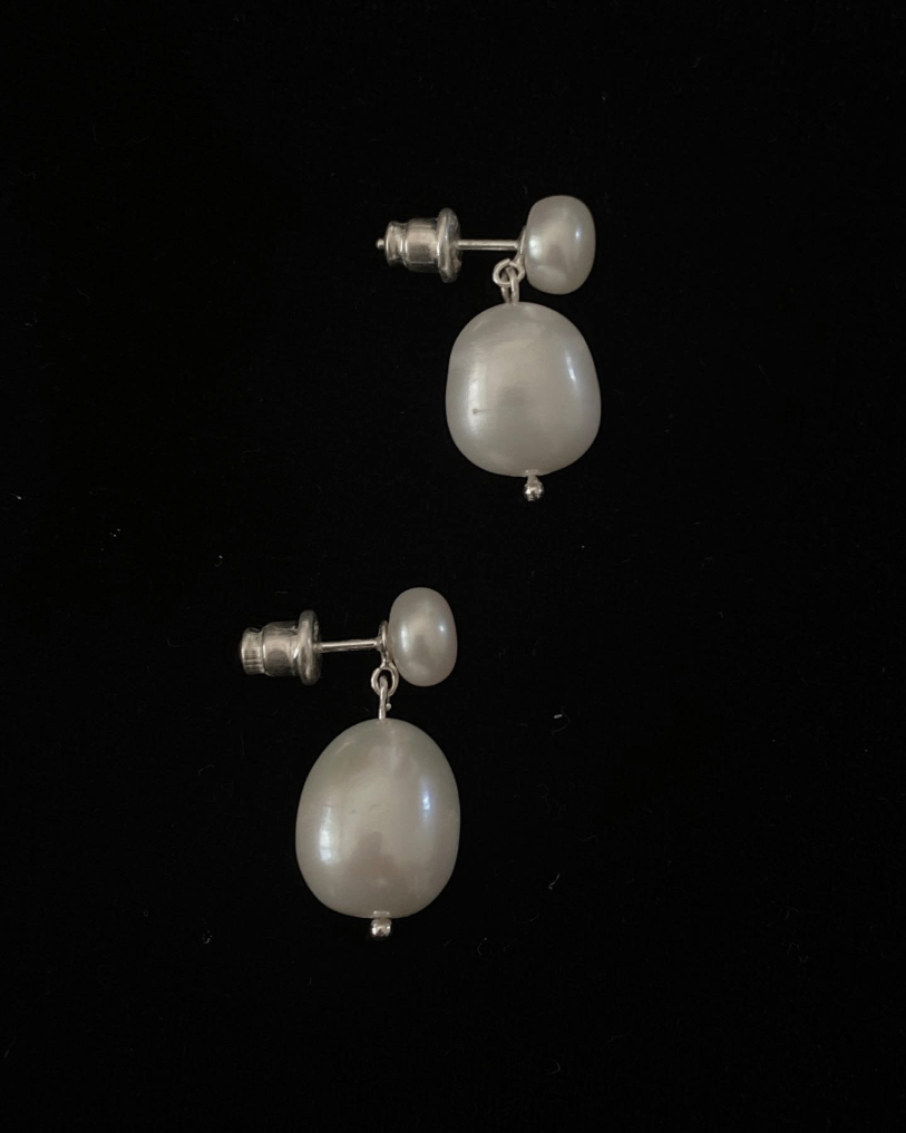 Double pearl drop earrings - Sid Jewelry