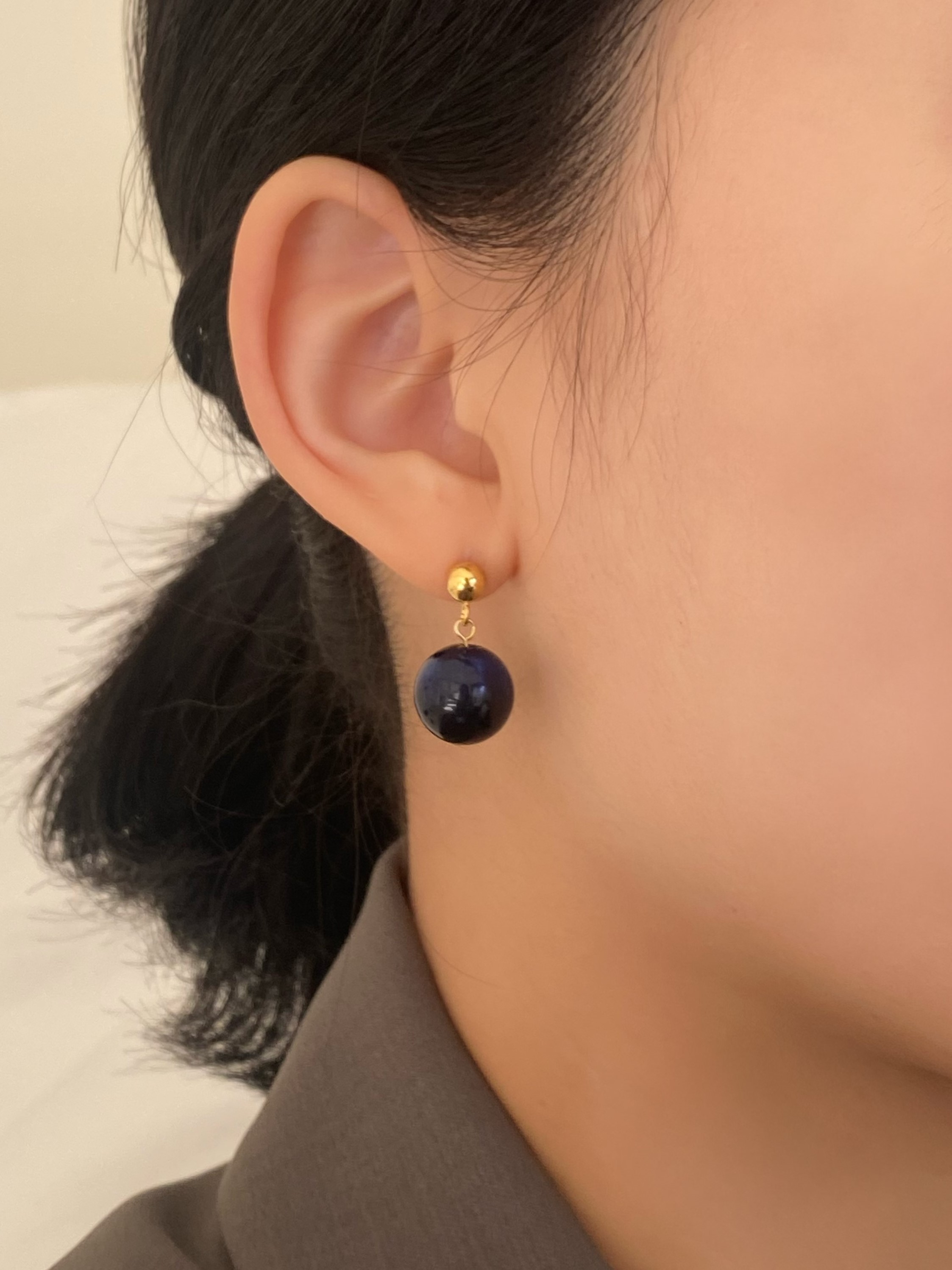 Deepblue Tiger Eye Stone simple drop Earrings | Sid Jewelry