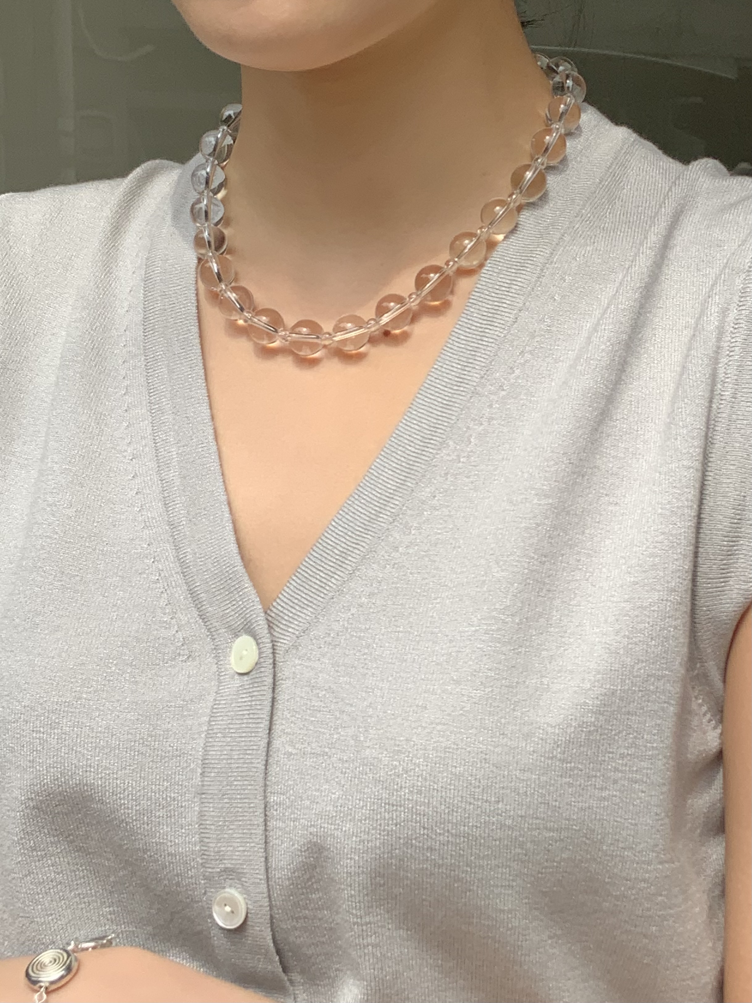 White Quartz Necklace (12mm) / 화이트쿼츠 네크리스 - Sid Jewelry