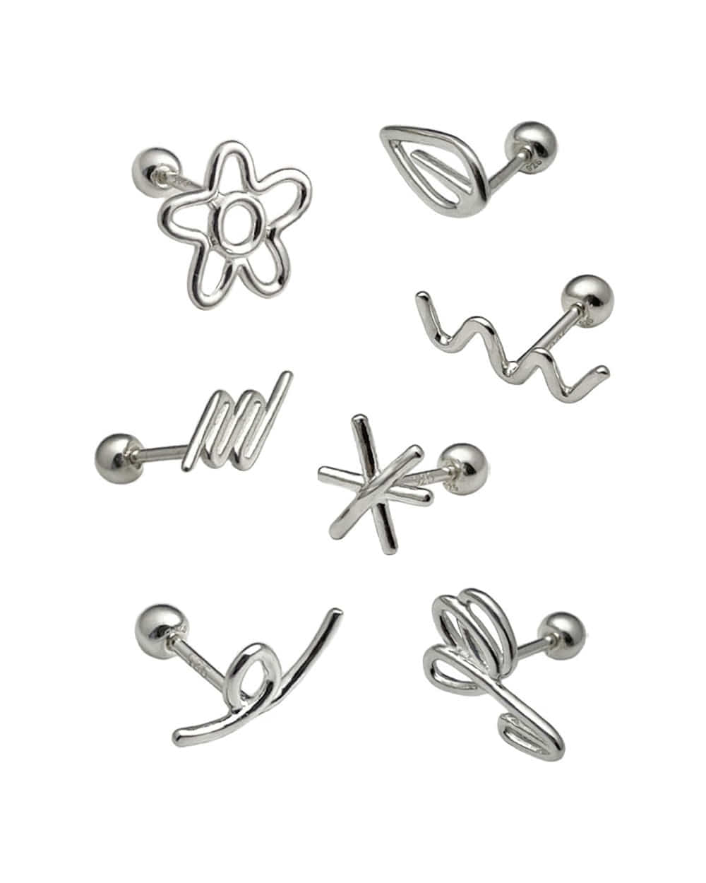 [Silver ver.] Rainbow doodle piercing - it doesn't matter.