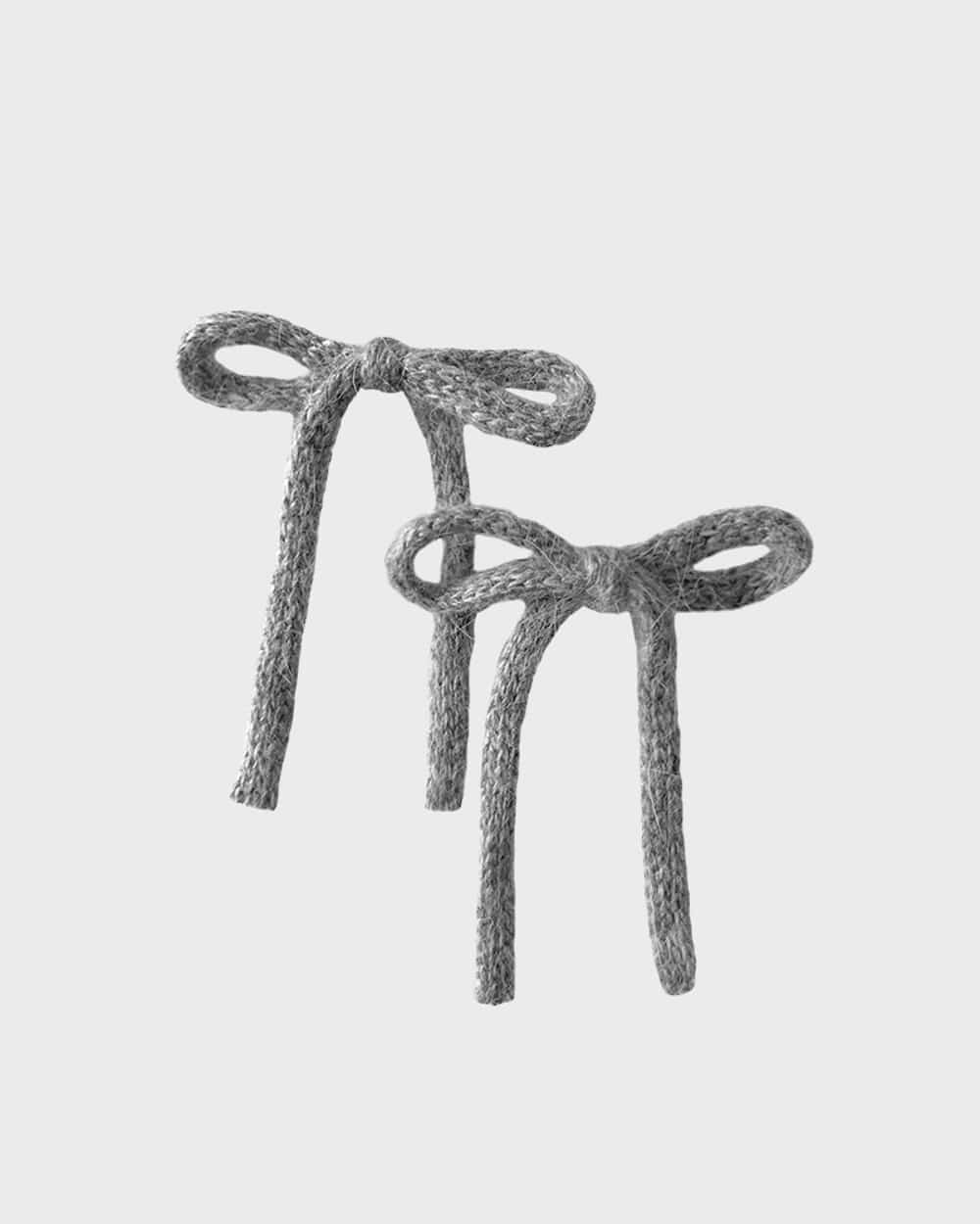 [2 set] Angora ribbon hair pin (Gray) - it doesn't matter.