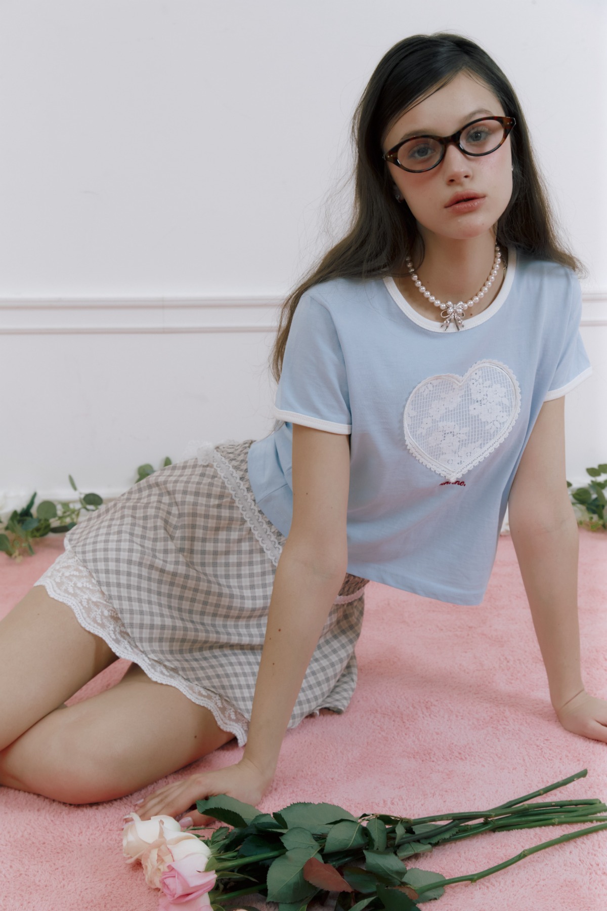 heart shushu t-shirt(baby blue) - MINNNE