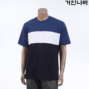 KMK 3단배색 라운드 반팔티9334 - 네이비 - 거인나라