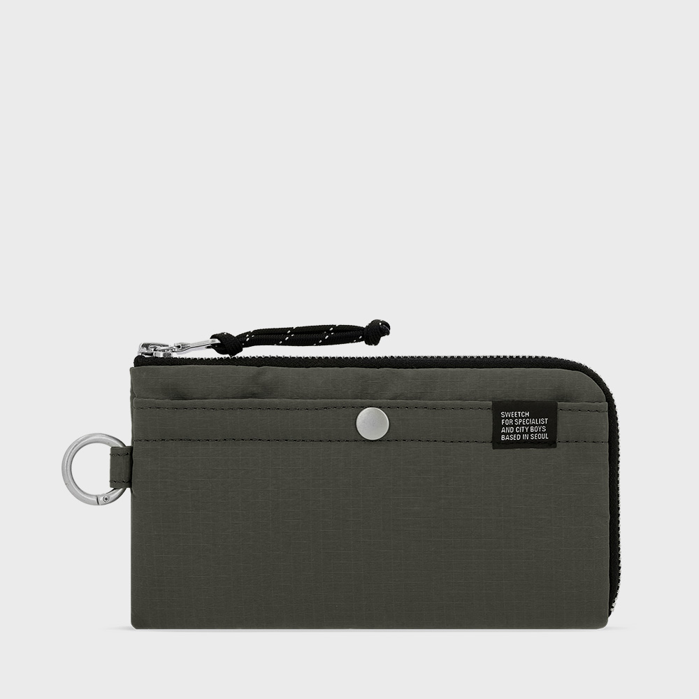 HALF ZIP WALLET 001 L Moss Grey - sweetch
