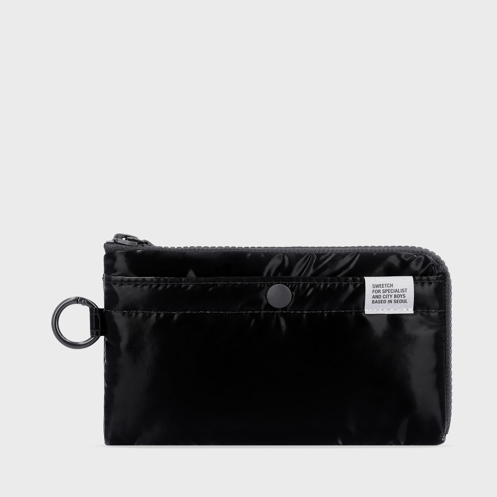 HALF ZIP WALLET 001 L Glossy Black - sweetch