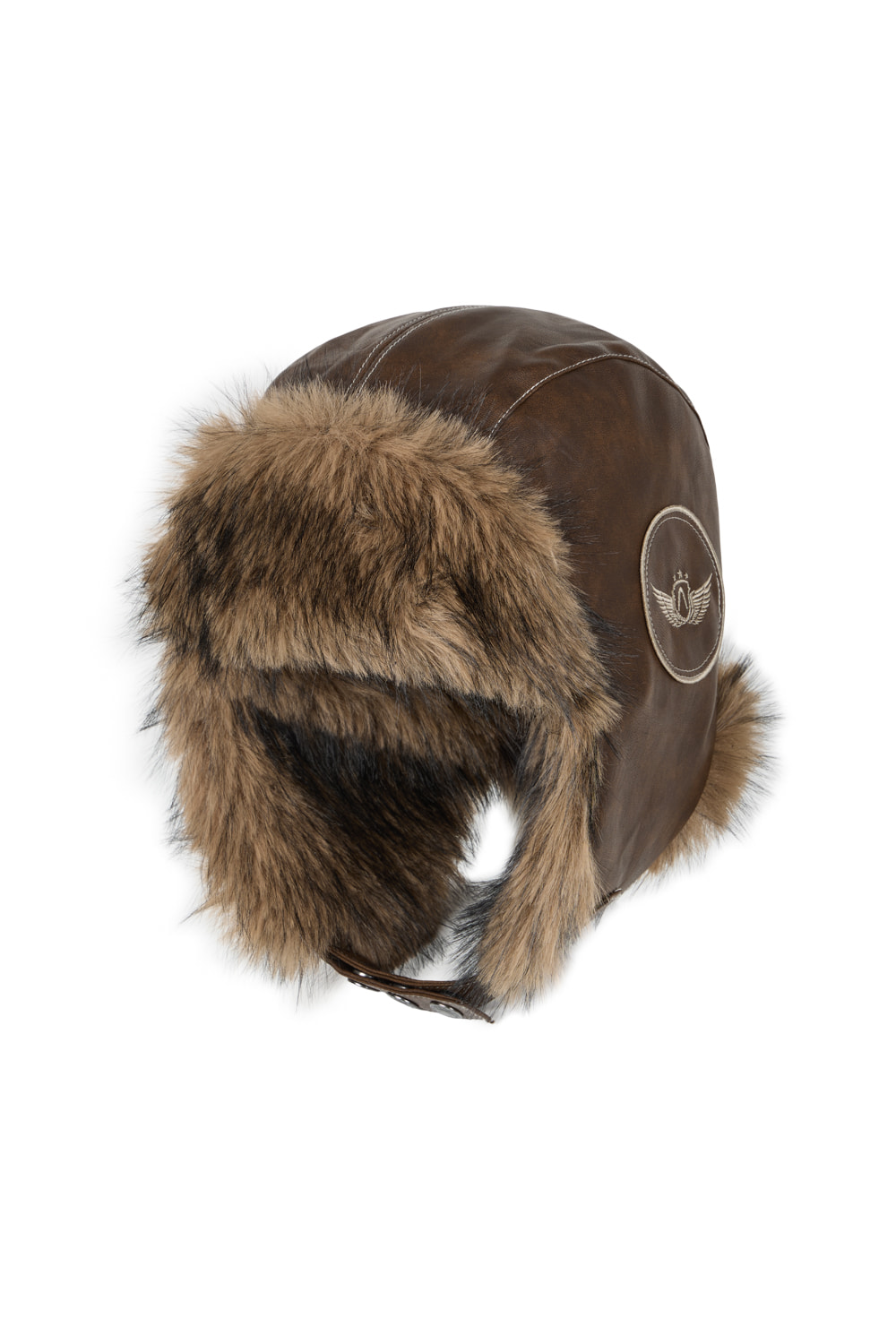 Biker Leather Earflap Hat (Brown) | AAKAM