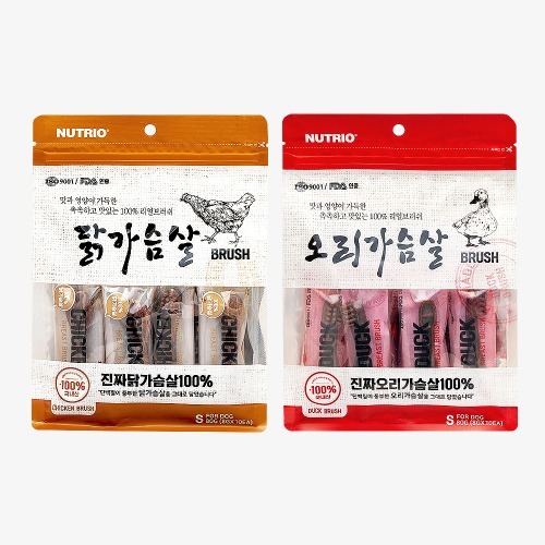 [국내산] 순수원물 닭 오리 가슴살 브러쉬 80g 8g X 10봉 - 뉴트리오