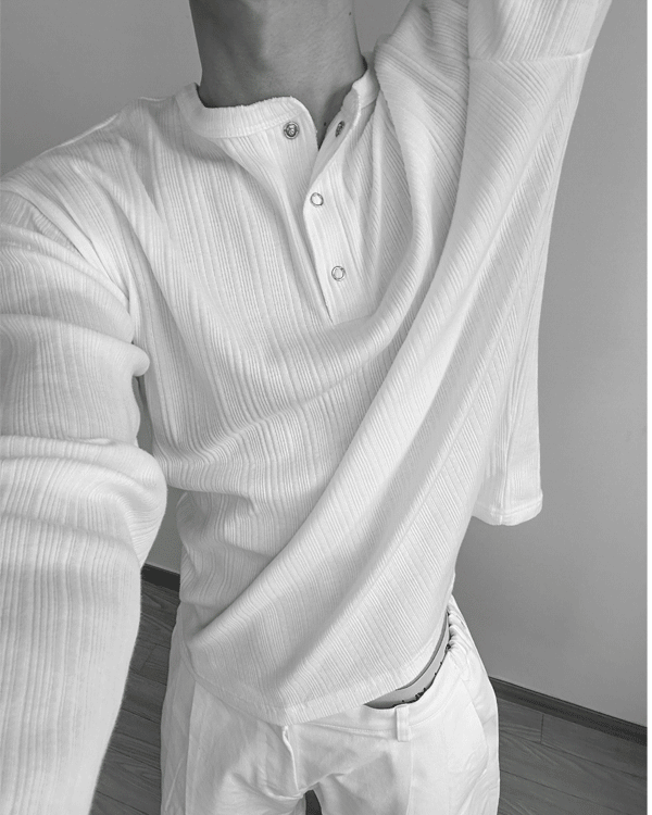 snap henly neck rib t - 5color - 모노어