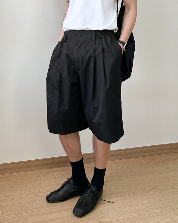 two tuck wide half band pants - 4color - 모노어