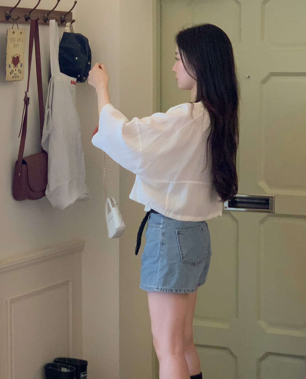 우드 숏 린넨 자켓 - 체리코코