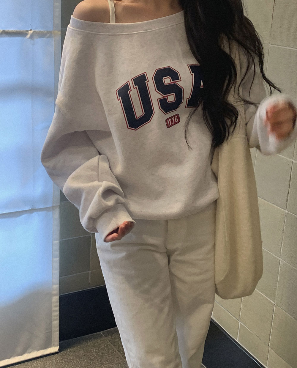 Barrel fleece man-to-man | CHERRYKOKO