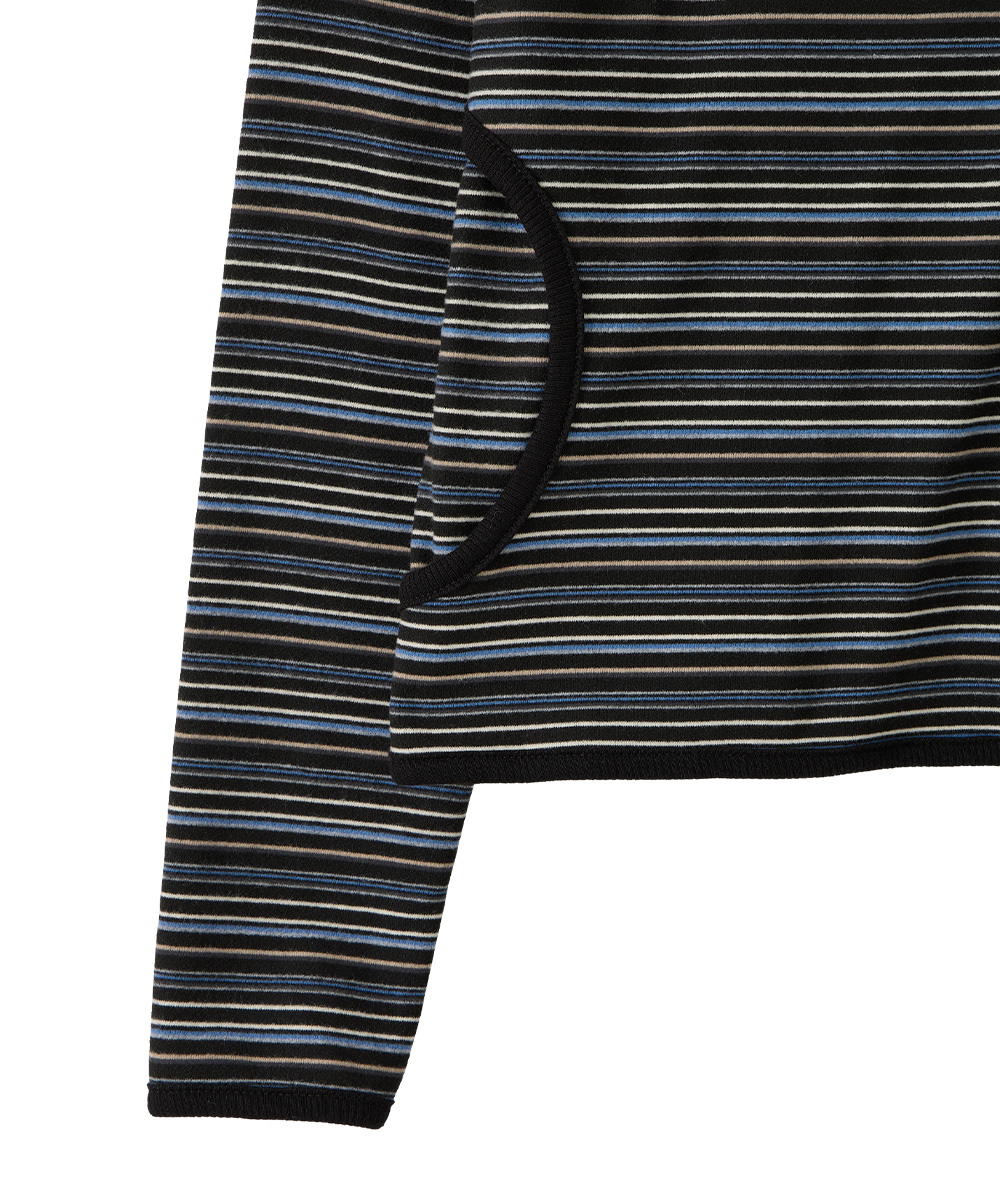단델(DANDEL) DD stripe trim hooded long sleeve (BLACK) - 사이즈 & 후기 | 무신사