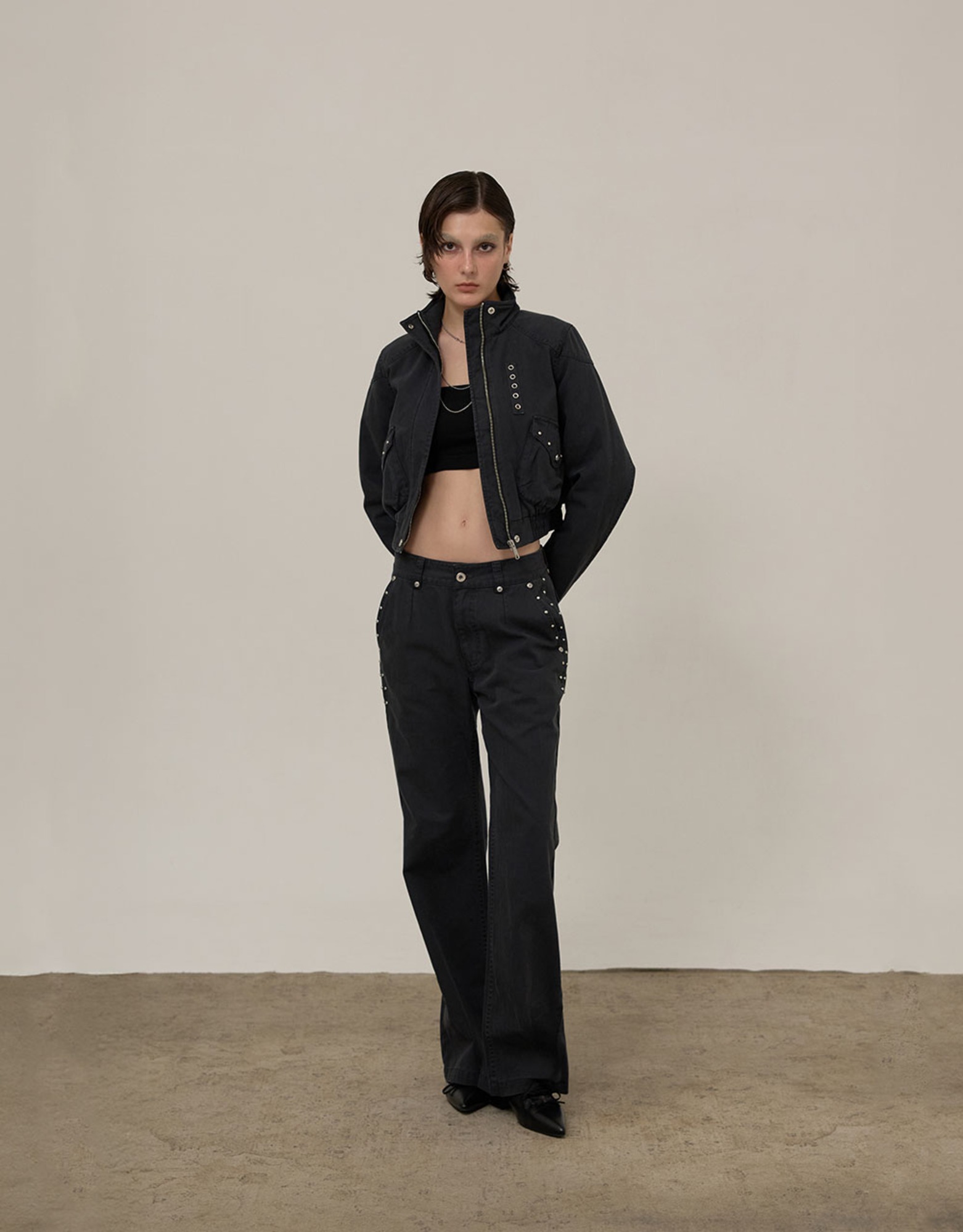 [MMW] HERRINGBONE STRIPE PANTS (CHARCOAL) | MMW