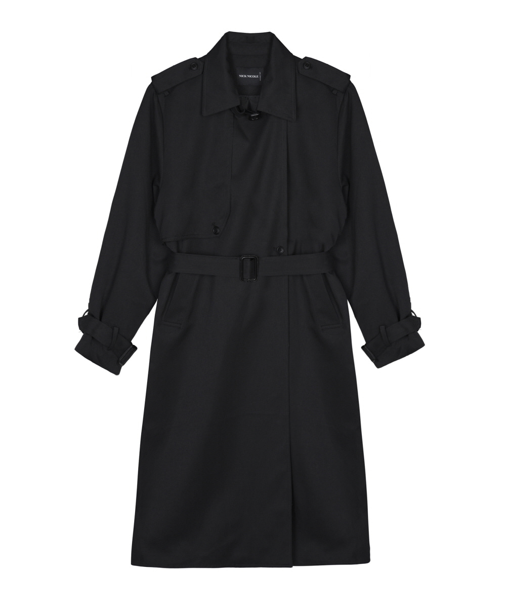ESSENTIAL BELTED TRENCH COAT_BLACK | 닉앤니콜