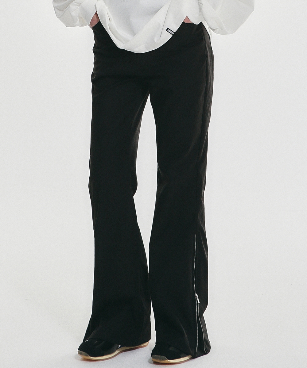 TWO WAY SLIT ZIPPER PANTS_BLACK - 닉앤니콜