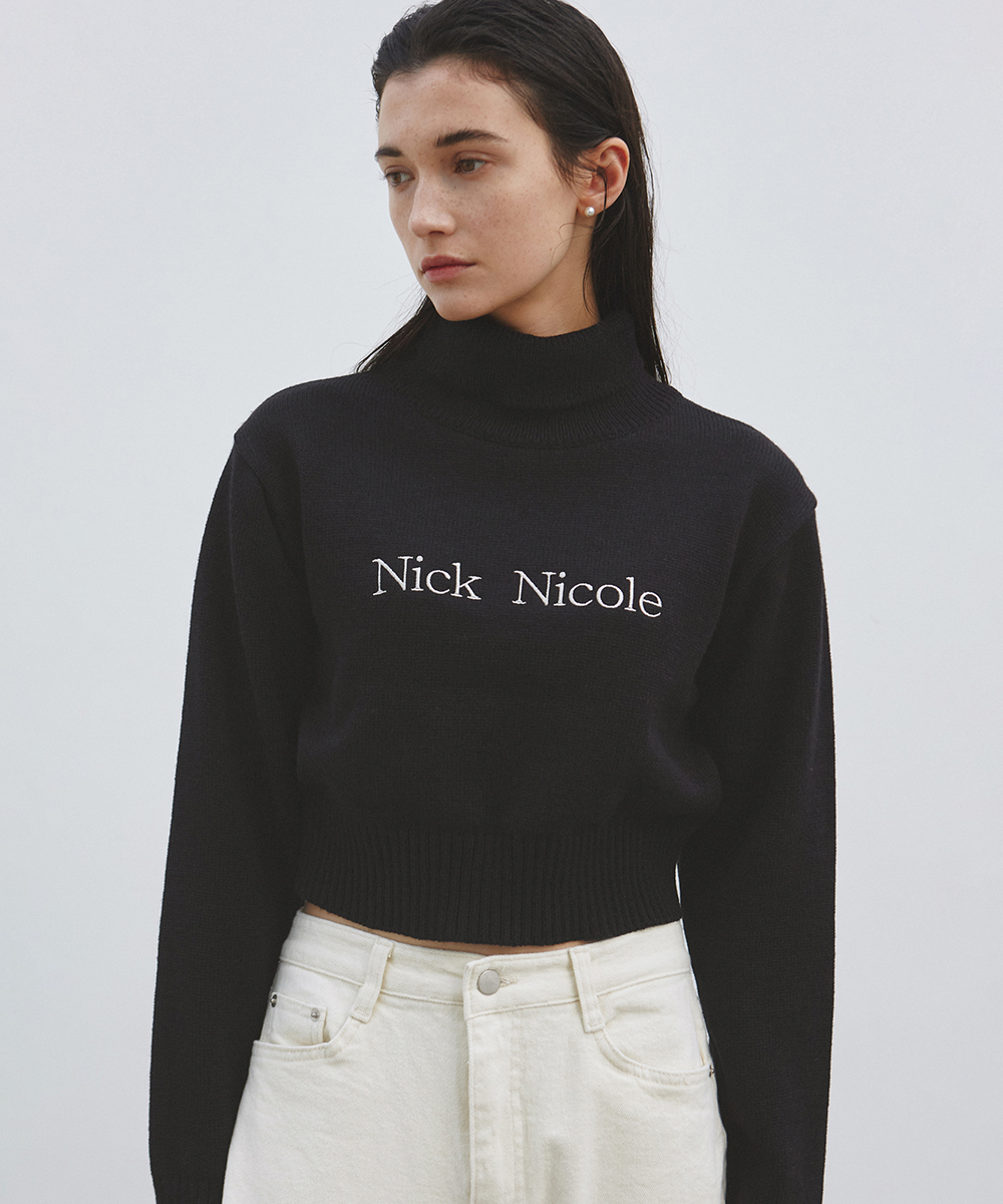 NICOLE SIGNATURE TURTLENECK KNIT_BLACK - 닉앤니콜