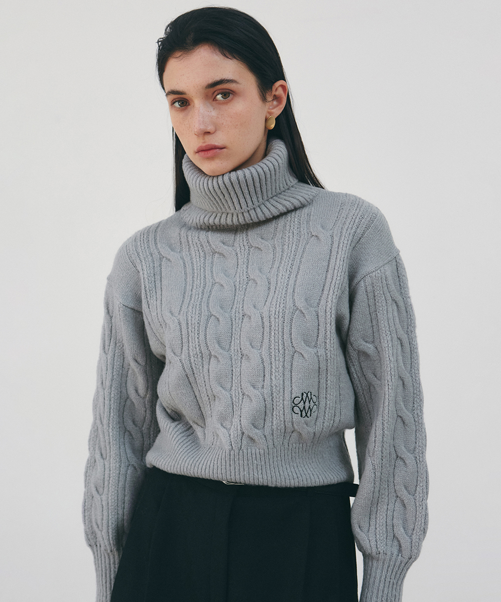 NICOLE CABLE TURTLENECK KNIT_GRAY - 닉앤니콜
