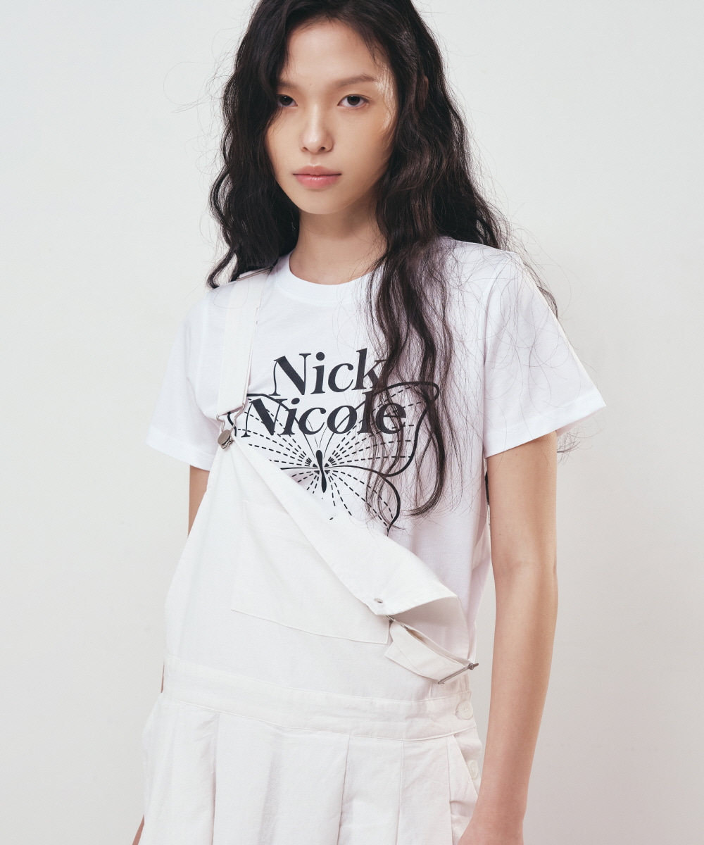 BUTTERFLY NICOLE LABEL SLIM TOP_WHITE BLACK - NICKNICOLE