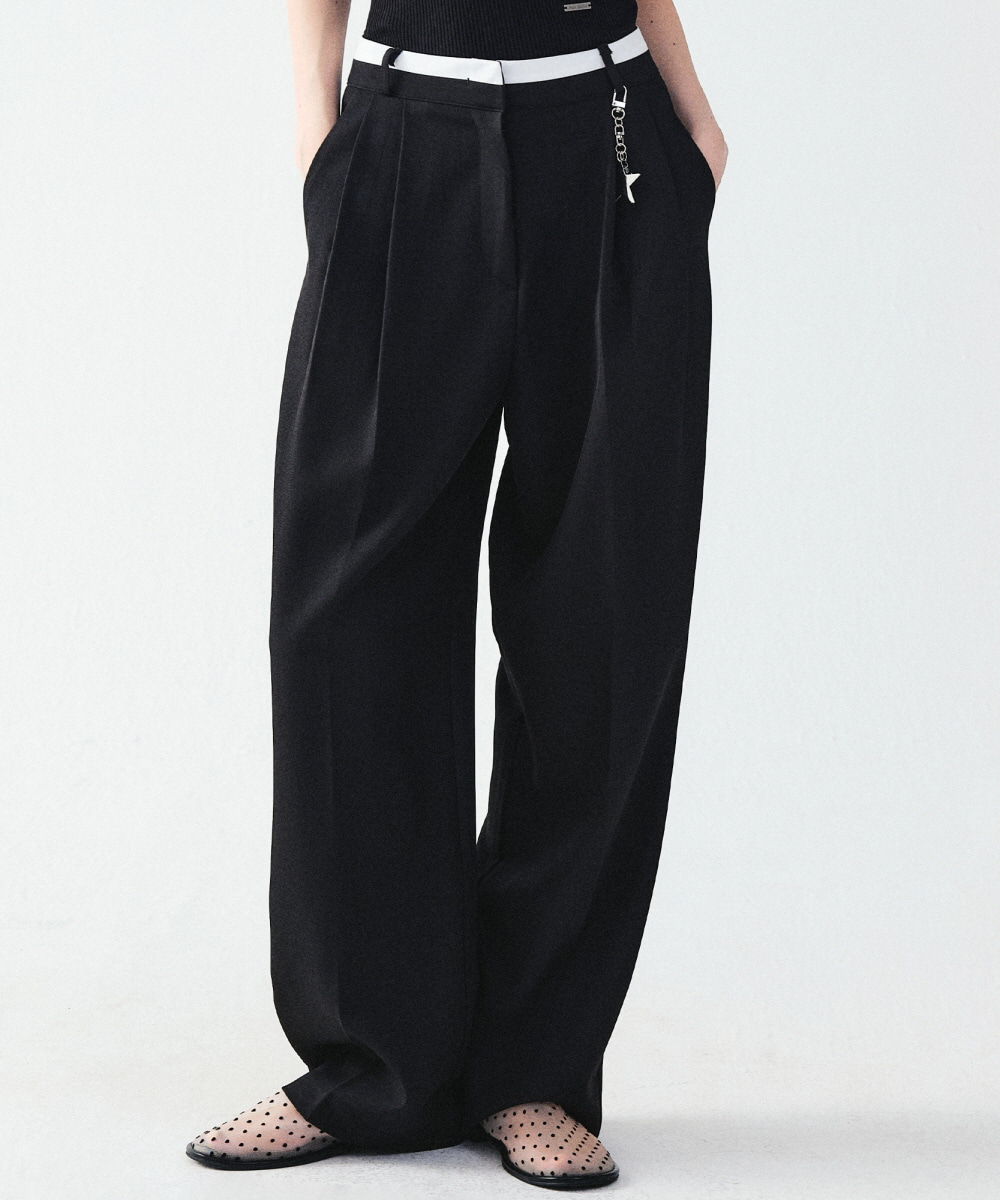 [문가영 착용] DOUBLE WAISTBAND SLACKS_BLACK - 닉앤니콜