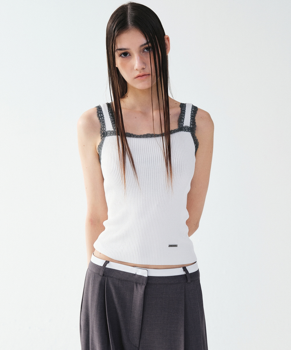 LACE KNIT SLEEVELESS_IVORY - 닉앤니콜