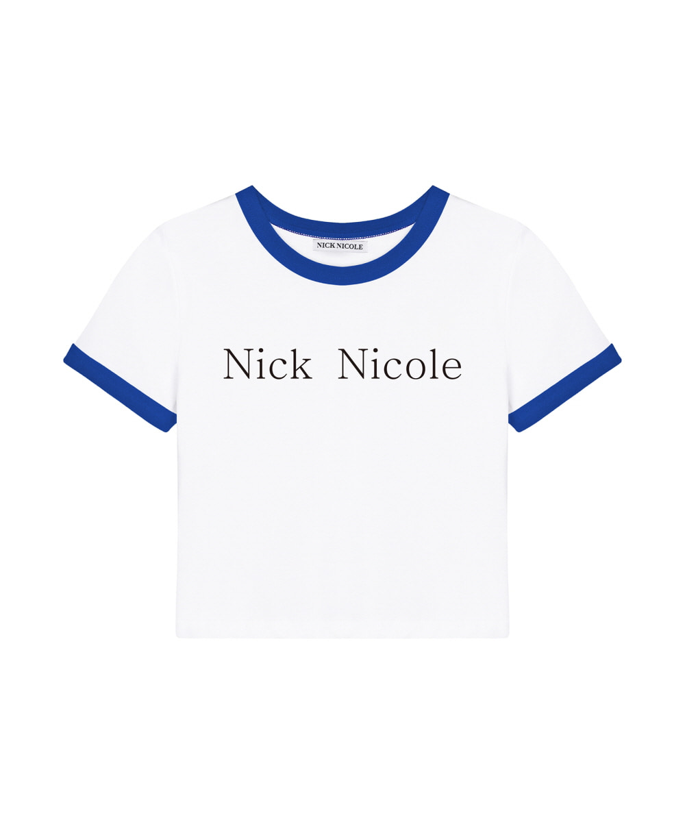 NICOLE PRINTING RINGER CROP TOP_WHITE BLUE - NICKNICOLE
