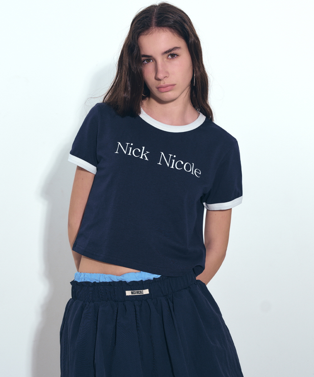 NICOLE PRINTING RINGER CROP TOP_NAVY WHITE | NICKNICOLE