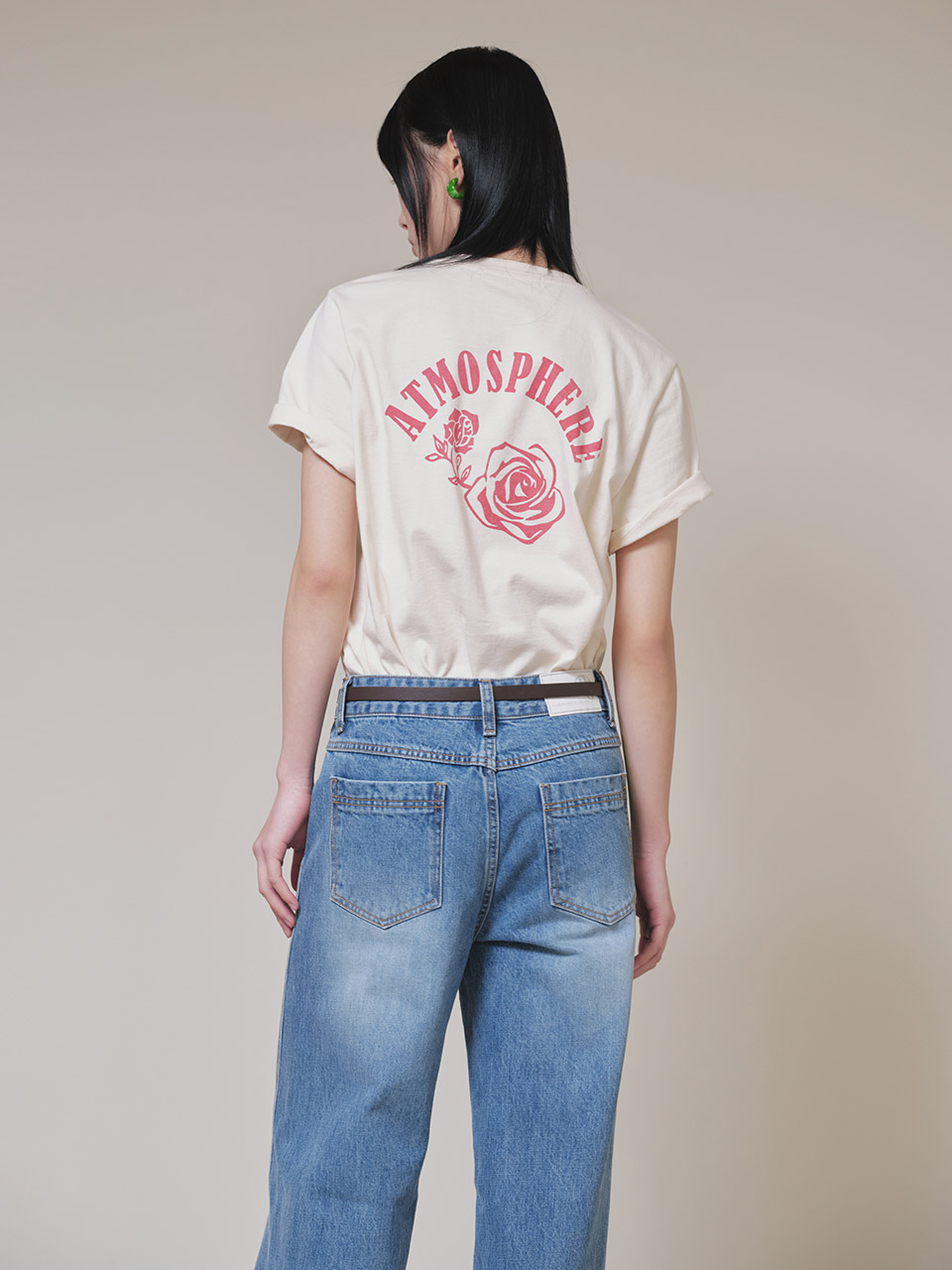 Rosier Logo T-Shirt in Ivory VW4SE032-03 - RAIVE