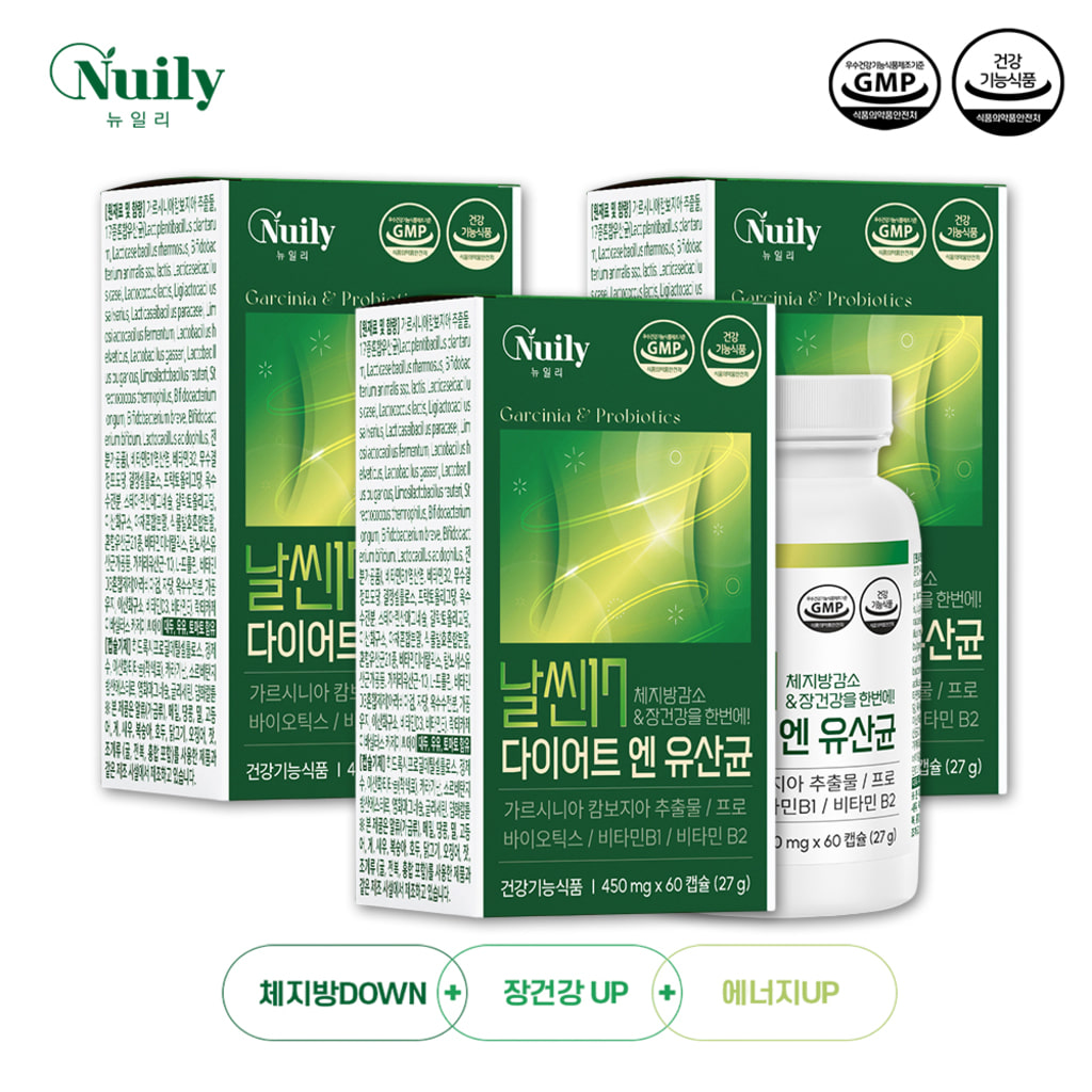 뉴일리 날씬17 다이어트 엔 유산균 450mgx60캡슐 3박스 체지방감소 장건강 기능성제품 - 에이치케이마트