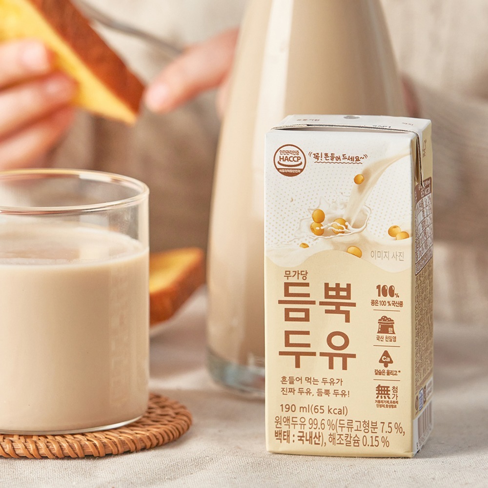 NON-GMO 100% 무첨가 무가당 듬뿍두유 190ml x 32팩 | 유기농마루