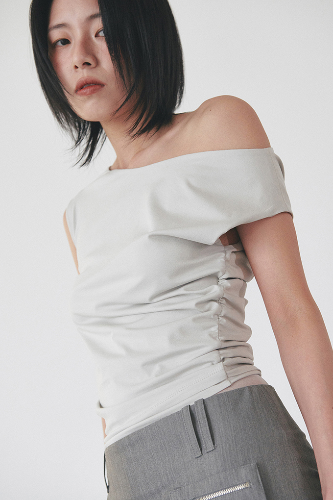 [아이브 레이 착용] [10th Restock] DOUBLE LAYER DRAPE TOP - LIGHT GREY - 주식회사 ...