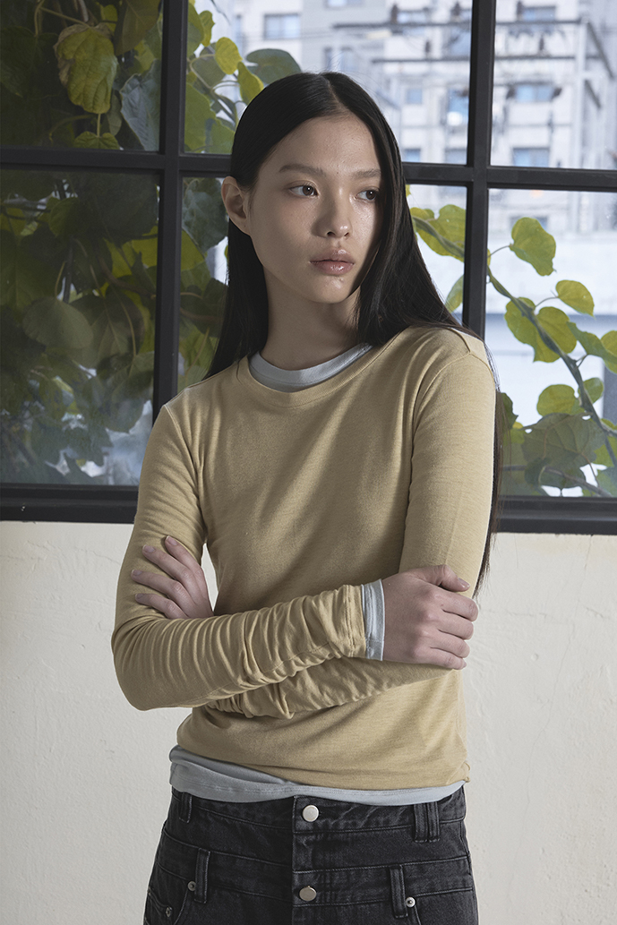 FRENCH WOOL TENCEL TEE - CUSTARD - 오데스 (ORDES)