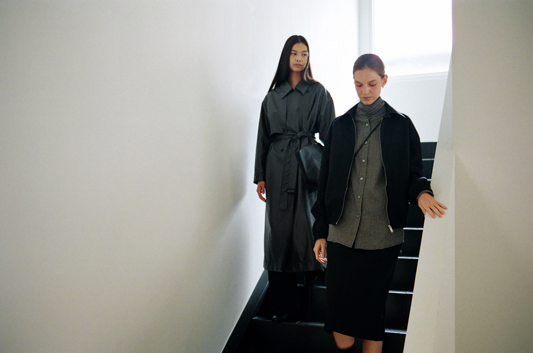 Soft Check Tie Shirt (Black) | ncssry