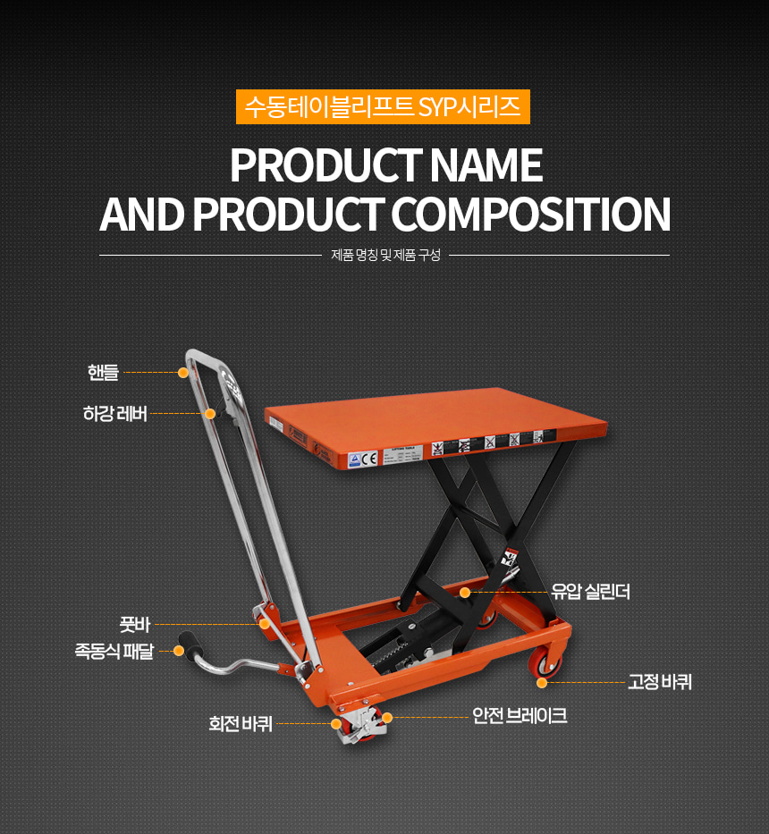 쌍용리프트 SYP-150 이동식 수동 유압 테이블리프트