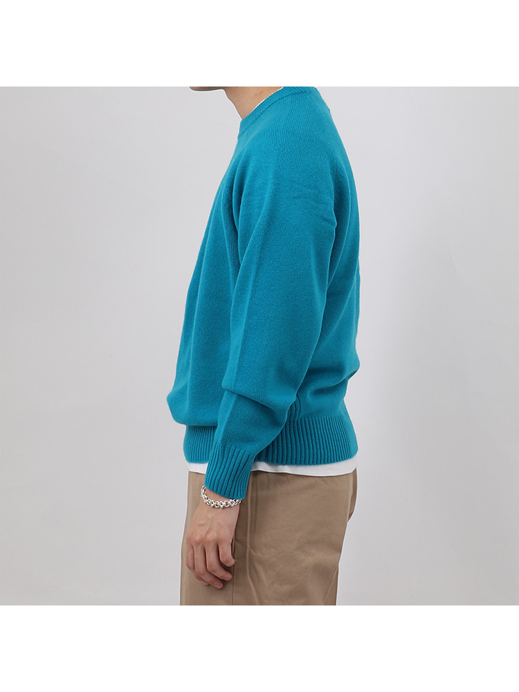 Ivy Crew Neck Cashmere Sweater (Turquoise) | NOWMAS