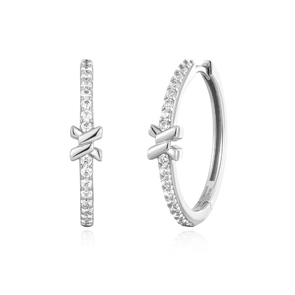실버 크로스 후프 925 실버 링 귀걸이 E061-14H - ANIA HAIE KOREA